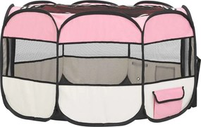 vidaXL Skládací ohrádka pro psy s taškou 110 x 110 x 58 cm [171010] Barva: Růžová