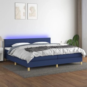 Box spring postel s matrací a LED modrá 200x200 cm textil 3133827