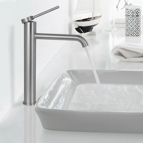Rea Clif, vysoká umyvadlová baterie h-295, broušená ocel, REA-B5330