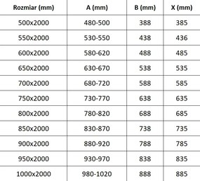 Mexen Exo, výklopné sprchové dveře 50 cm, čiré sklo, zlatý profil, 817-050-000-50-00
