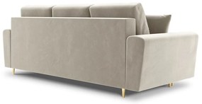 Béžová sametová rozkládací/s úložným prostorem pohovka 235 cm Kyoto – Cosmopolitan Design