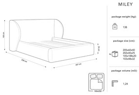 Béžová čalouněná dvoulůžková postel s úložným prostorem s roštem 160x200 cm Miley – Micadoni Home