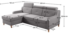 Kondela Rozkládací sedací souprava, světle šedá, levá, ARABELLA