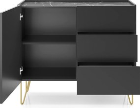 PSK Komoda HOPE, Černá/Marmur Black Royal 97 cm