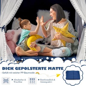 Costway Hrací stan Velký na hraní s podložkovým závěsem dveří, modrý