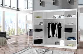 ADRK Furniture Posuvná skříň se zrcadlem a LED osvětlením DENIS 250 SW-DEN-S+W-250+L-V367