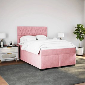 Box spring postel s matrací růžová 140x190 cm samet 3293217