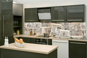 DIMEX | Fototapeta do kuchyně Novinové plátky KI-260-222 | 260 x 60 cm | béžová, černá