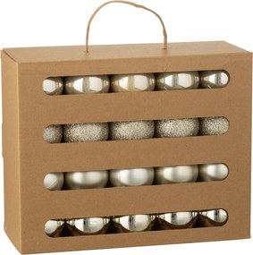 Krabička 40 vánočních plastových světle béžových ozdob – 25*10*20 cm
