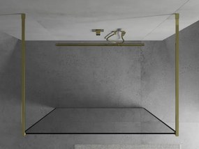 Mexen Kioto, průchozí sprchová zástěna 100 x 200 cm, 8mm sklo čiré/černý vzor, złota- 800-100-002-50-70