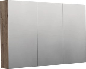 INTEDOOR Zrcadlová skříň BEE, 3 dveře, el.zásuvka, IP44, š.120cm, dub Wellington