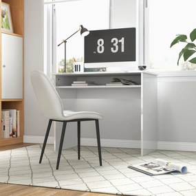 HOMCOM Počítačový stůl Kompaktní Elegantní kancelářský stůl s 1 policí, Dřevotříska, rozměr 90D x 50Š x 74V cm, Vysoce lesklá bílá | Aosom