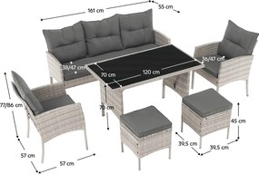 Zahradní ratanový set, světle šedá, LALEN