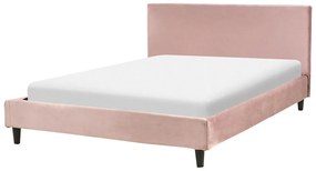 Čalouněná postel v růžovém sametu 160 x 200 cm FITOU Beliani