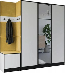 Šatní skříň EDEN 14 bílý + žlutý Vzor 1