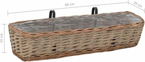 Květináče na balkon 2 ks proutěné s PE výstelkou 80 cm 287642
