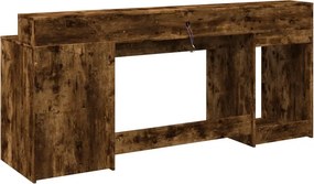 Psací stůl s LED kouřový dub 200 x 55 x 91 cm kompozitní dřevo 3309442
