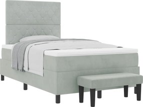 Postel s boxspringem s čelo Světle šedá 190 x 120 cm samet 3344432