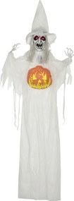 HOMCOM Halloween duch, Halloween dekorace, zvuková funkce, s pohybovým senzorem a LED světly, 60 cm x 18 cm x 183 cm