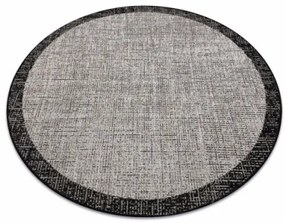Koberec SIZAL FLOORLUX kruh 20401 Ramka stříbrný / černý