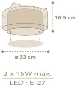 Dalber 76876 - Dětské stropní svítidlo BABY CHICK 2xE27/15W/230V
