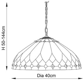 Endon 63977 - Lustr na řetězu Tiffany BROOKLYN 1xE27/60W/230V pr. 40 cm