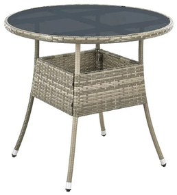 Juskys Polyratanový zahradní stolek Yoro, kulatý, šedý 80 cm