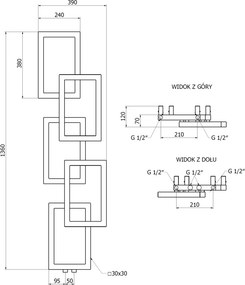 Mexen Grid, dekorativní koupelnový radiátor 1360 x 390 mm, 349 W, bílá, W215-1360-390-00-20