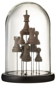 Dekorační podnos se skleněným poklopem Šachy - Ø17 *25 cm
