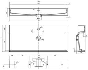 Sapho Sapho, AQUATIC umyvadlo, litý mramor, 100x46cm, bílá, AT100