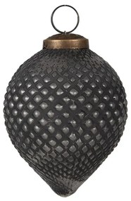 Černá skleněná vánoční cetka ve tvaru trojúhelníku s diamantovým povrchem a odřením Karlijn – 8x10 cm