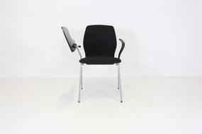Židle konferenční, Bene, černá/šedá, područky, stolek černý