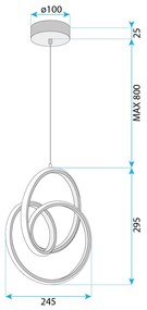 Toolight Toolight, LED závěsné svítidlo 25x30cm, 24W, 4000K, G076-1CP, zlatá lesklá, OSW-08650