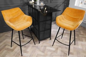 Designová barová židle The Dutch Comfort hořčicová samet