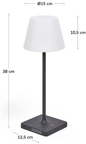 Černobílá plastová zahradní stolní LED lampa Kave Home Aluney