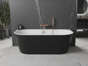 Mexen Oval, volně stojící nástěnná vana 180 x 80 cm, bílá-černá, růžové zlato přepad, 52671808075-60