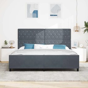 Postel s boxspringem s čelo Tmavě šedá 200 x 200 cm samet 3344898