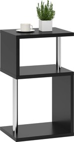 HOMCOM odkládací stolek s 3-stupňovým LED osvětlením, policemi a hliníkovým rámem pro obývací pokoj, ložnici 44x38x75 cm, černý