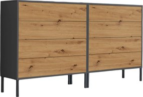 XXXLutz ŠIROKÁ KOMODA, antracitová, dub artisan, 158/86/33 cm MID.YOU - Komody na nožičkách - 001067001603