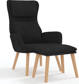 Relaxační křeslo se stoličkou černé samet 3097826