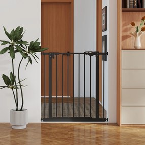 Bezpečnostní branka do dveří pro psy, zábrana, bezpečnostní branka pro domácí zvířata, kovová, plastová, 74-80 cm, černá
