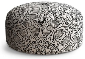 Taburet Circle bílé mehendi, černá / bílá