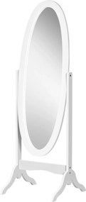 HOMCOM Oválné zrcadlo v stylu shabby chic s nastavitelným náklonem, 48D x 46Š x 147V cm, MDF Bílá
