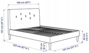 IKEA IDANAS Čalouněný rám postele 140x200 cm Gunnared tmavě šedá