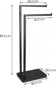 Erga Roki, dvouramenný věšák na ručníky 30,5x20,5x80,5 cm, černá matná, ERG-YKA-P.ROKI-BLK