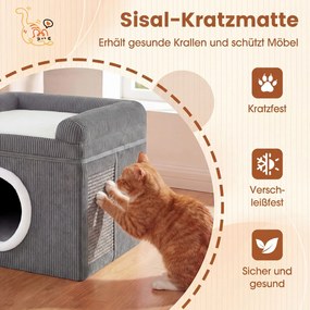 Costway Skládací domeček pro kočky se sisalovou škrabací podložkou a měkkým