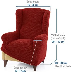 Super strečové potahy NIAGARA cihlová křeslo ušák (š. 70 - 95 cm)