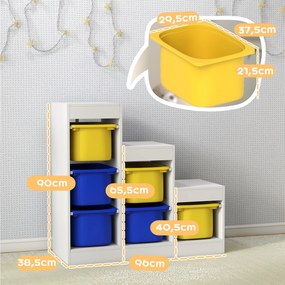 Úložný nábytek pro děti AIYAPLAY se 6 vyjímatelnými boxy, 3 patra, 96 x 38,5 x 90 cm, vícebarevný