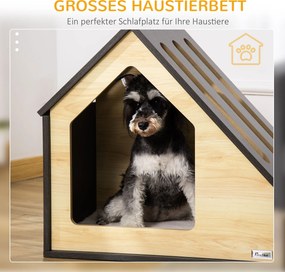 Pawhut Vnitřní Psí Jeskyně s Polštářem - Psí Dům s Šikmou Střechou - Kočičí Dům pro Malé Psy do 8 kg - 60 x 40 x 59,2 cm, Hnědá