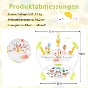 Costway Baby Sky Jumperoo s nastavitelnou výškou a hračkami a hudebním boxem